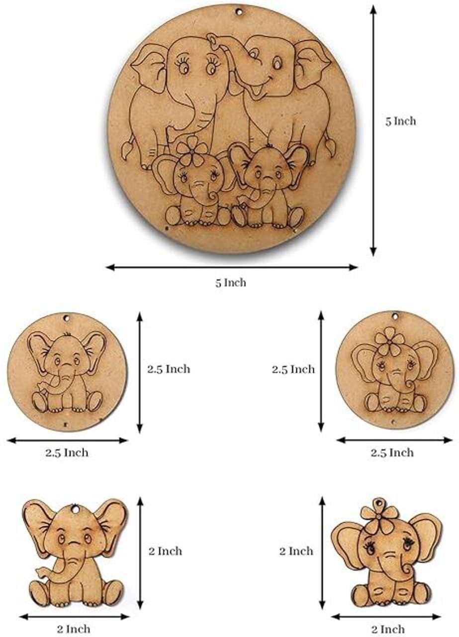 picknMAKE Art & Craft Kit for Kids| DIY Wooden Elephant Painting Set ...