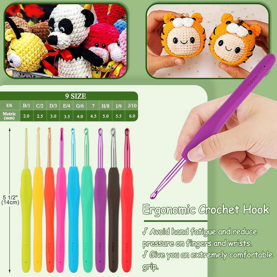 Gemsy 63 Pcs Crochet Kit for Beginners with Yarn & Storage Bag ...
