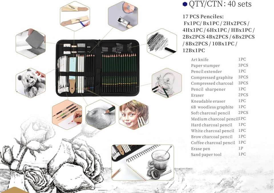 Flipkart.com | HAKIM'S Professional Drawing Pencils and Sketch Kit 42 ...
