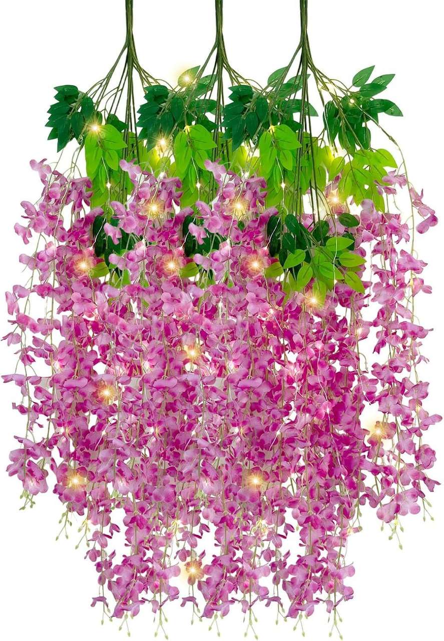 well art gallery Artificial Wisteria Vine Ratta Wisteria Hanging Silk ...