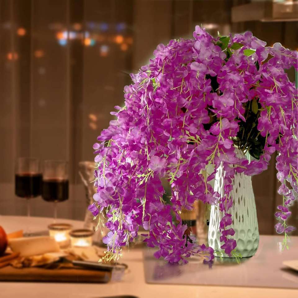 well art gallery Artificial Wisteria Vine Ratta Wisteria Hanging Silk ...