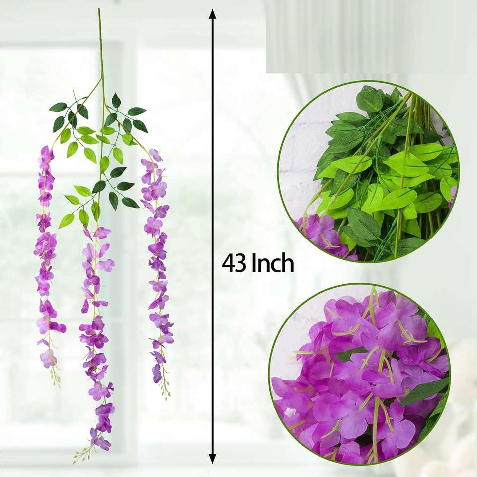 well art gallery Artificial Wisteria Vine Ratta Wisteria Hanging Silk ...