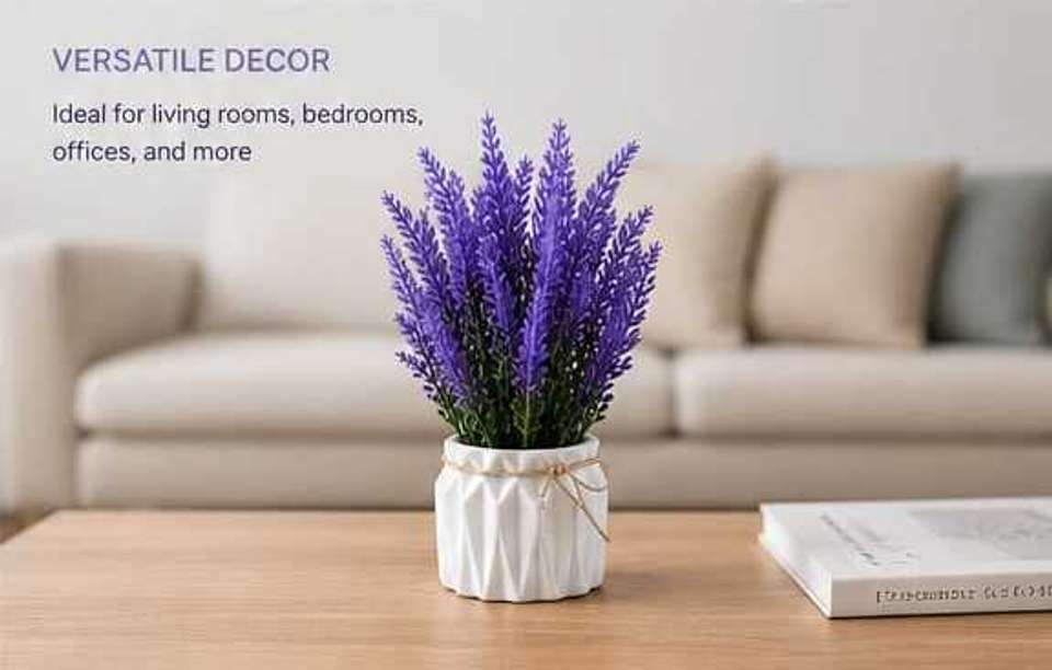 God Gifts Abc Artificial Lavender Plant with White Pot, Purple, Home ...