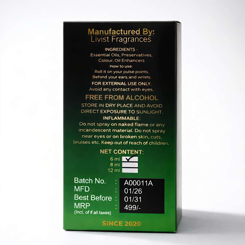 Livist Fragrances Al Hajar Al Aswad Attar For Men | Long Lasting Non ...