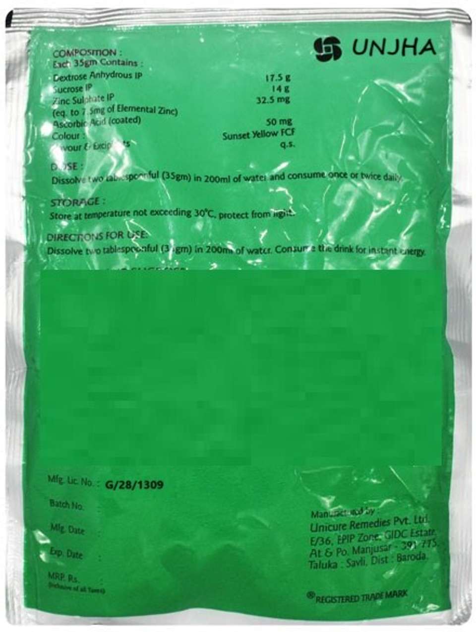 Unjha VITAL Z Oral Powder with Vitamin C Price in India - Buy Unjha ...