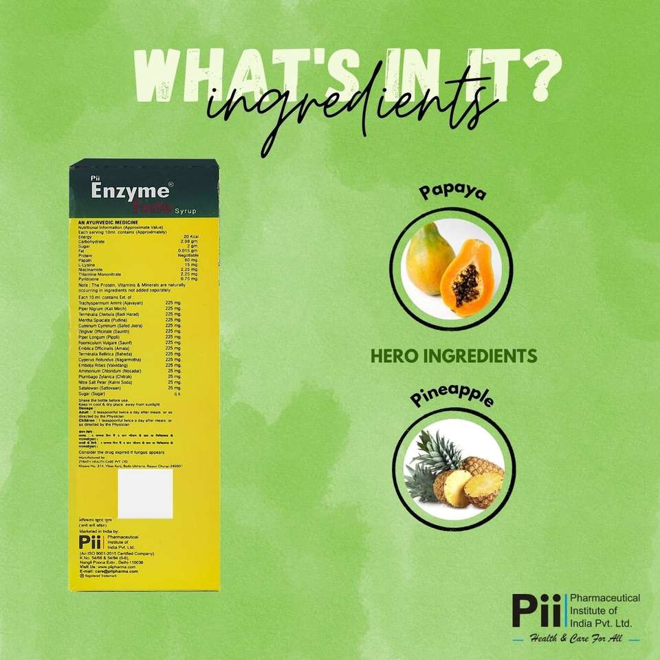 Pii Enzyme FORTE Ayurvedic Digestive Enzyme Syrup Pack of 5x200ml Price ...