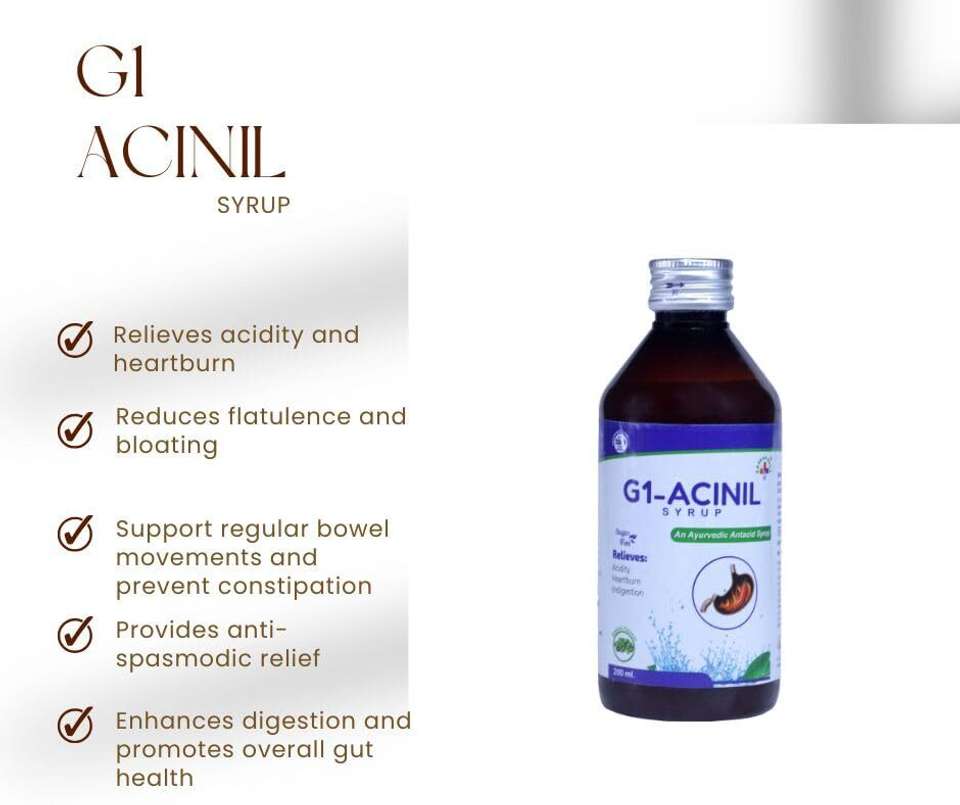 G1CAREPHARMACEUTICALS Acinil Ayurvedic Antacid Syrup – 200 ml Price in ...