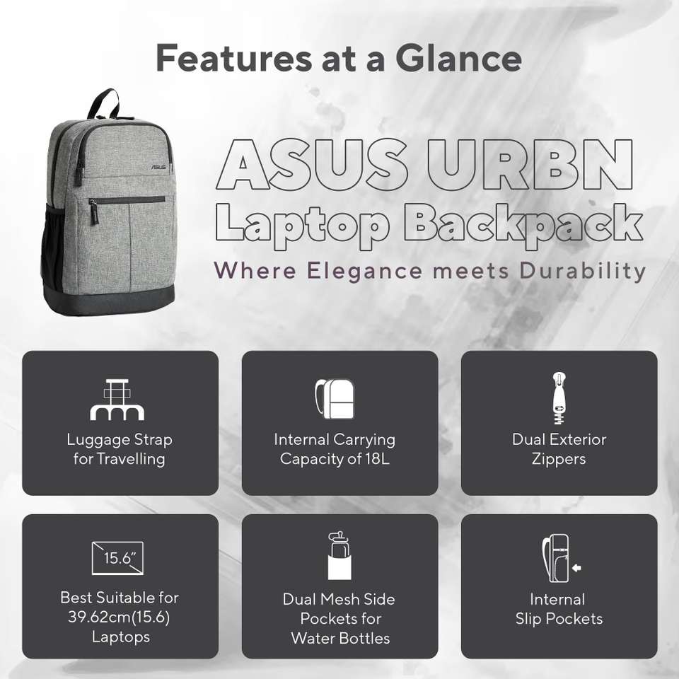 ASUS AP1601, Two Large Front Pocket, with Luggage strap, for 16-inch ...