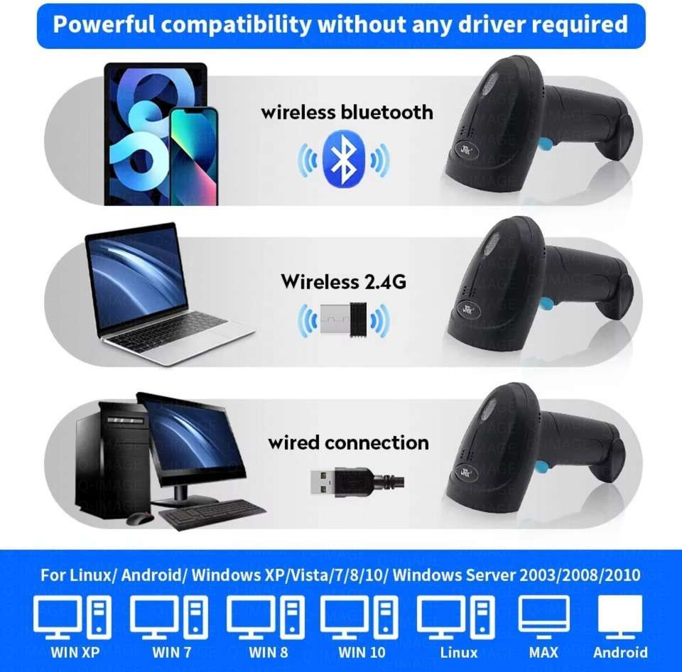 ENKART Bluetooth 2.4GHz 2D & 1D Barcode Scanner (QR Code & Barcode ...