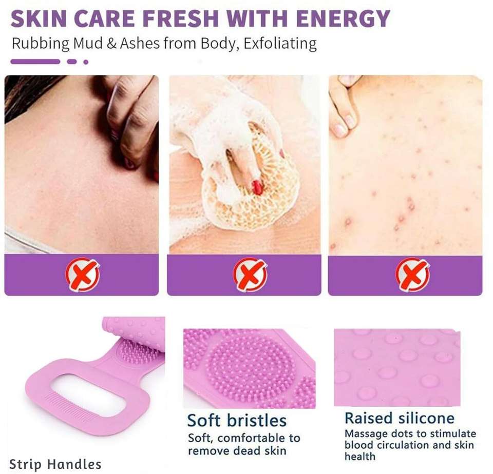 varnis Silicone Body Back Scrubber, Double-Sided Exfoliating Bath Brush ...