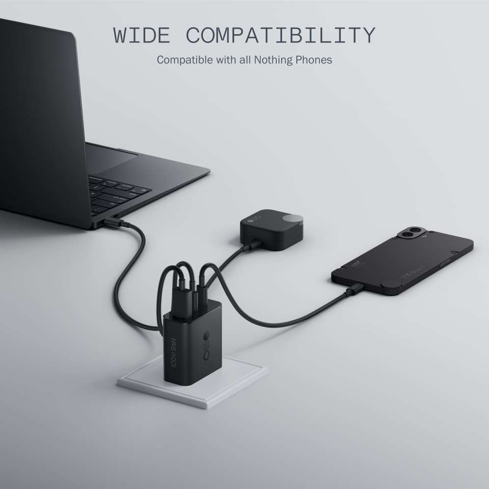 CMF by Nothing 100 W Power GaN 5 A 3 Port Mobile Charger with ...