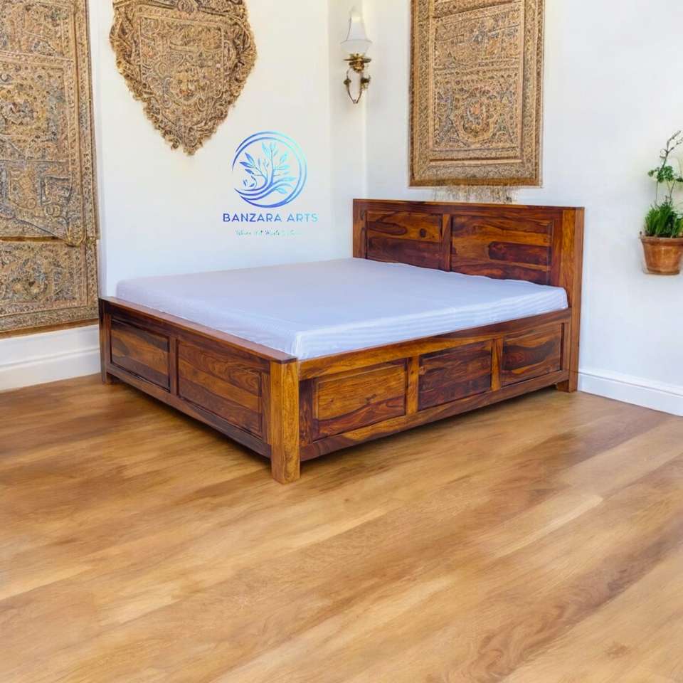 Banzara Arts Solid Sheesham Wood King Size Bed with Box Storage for ...
