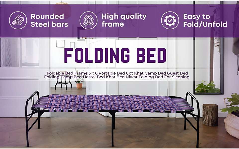HussainFuniture Single Folding Bed | Folding Palang | Heavy Duty Metal ...