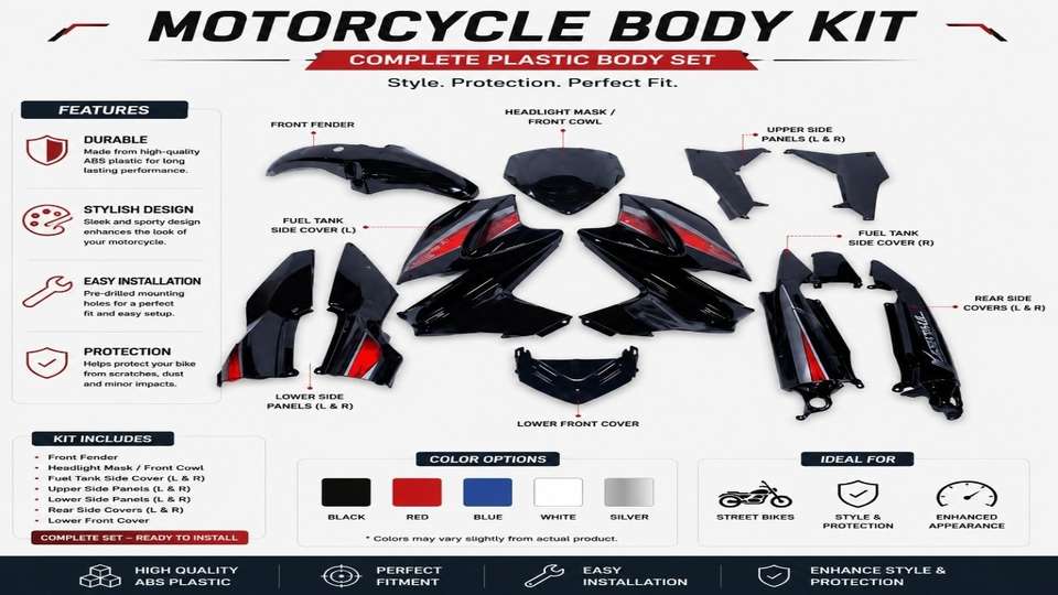Purjah Karizma R Bike Body Parts (Black) Bike Fairing Kit Price in ...