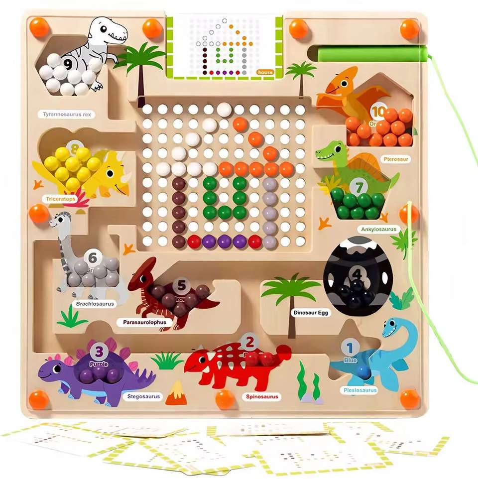 Elektriglow Dinosaur Magnetic Bead Maze Learning Board Educational ...
