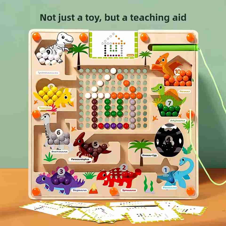 Elektriglow Dinosaur Magnetic Bead Maze Learning Board Educational ...