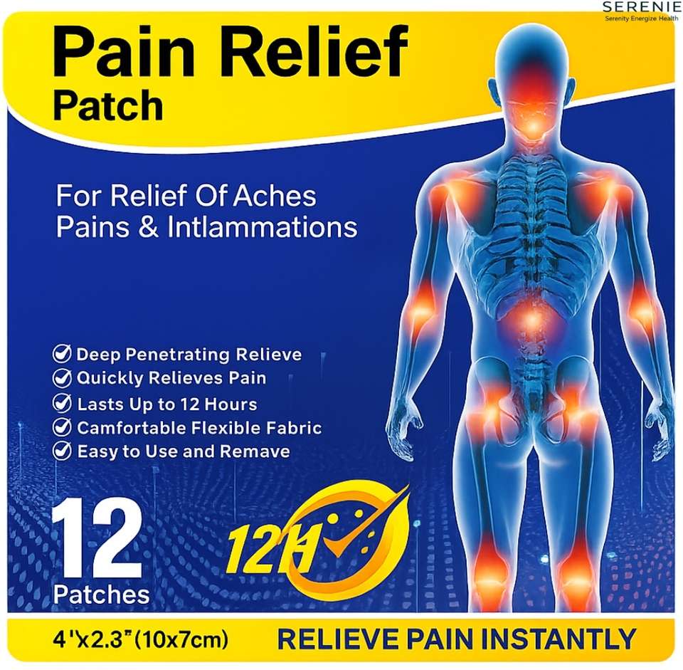SERENIE SERENITY ENERGIZE HEALTH Pain Relief Patches Muscle Pain Care ...