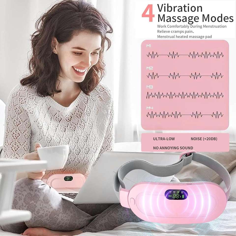 KRIVAM Period Cramp Relief Heating Pad Pain Device with 4 Massage Modes ...