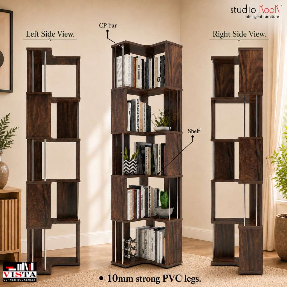 Studio Kook Vista Corner Bookshelf Engineered Wood Open Book Shelf ...