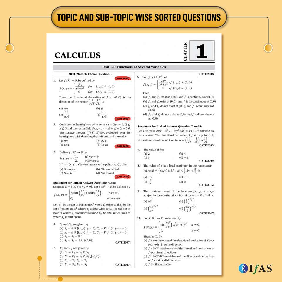 GATE Mathematics Book - 2027 | 21 Years (2005-2026) Topic-Wise Sorted ...