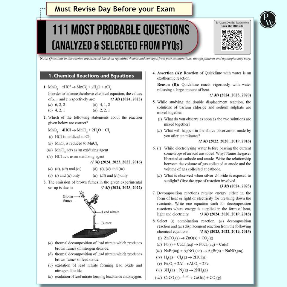 Pw Cbse Class 10 Sample Papers Science ?for 2025 - 2026 Board Exam | 1 ...