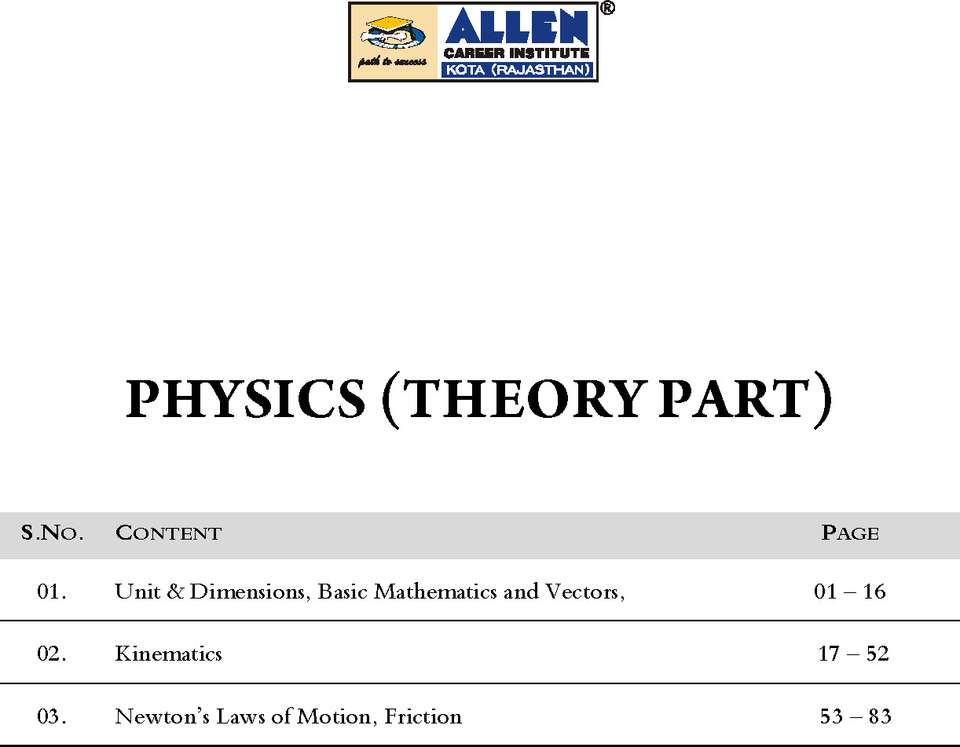 ALLEN 11th JEE MAIN+ADVANCED Study Material Package (Set of 18 Modules ...