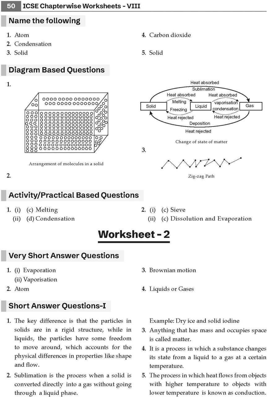 Icse Chapterwise Worksheets Physics : Class 8 (Edition2025) - Real Life ...