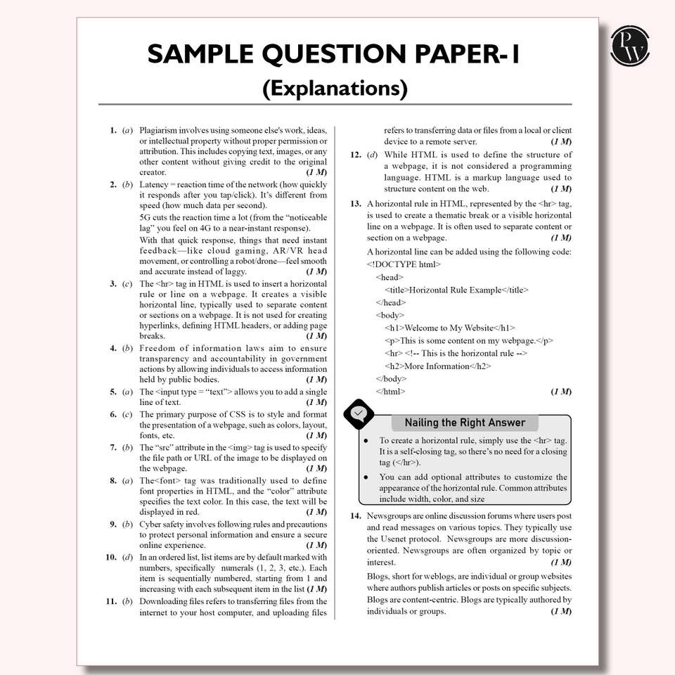 PW CBSE Class 10 Computer Application Sample Papers 2026 | 15 Papers ...