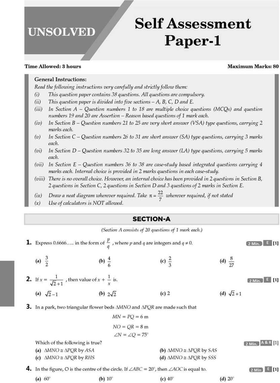 CBSE 10 Sample Question Papers Class 9 Mathematics for 2026 Exam ...