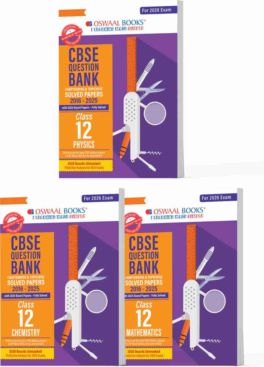 Oswaal CBSE Question Bank Class 12 Set of 3 Books Physics, Chemistry ...