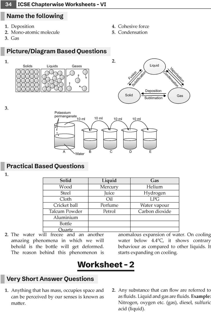 Icse Chapterwise Worksheets Physics : Class 6 (Edition2025) - : Real ...