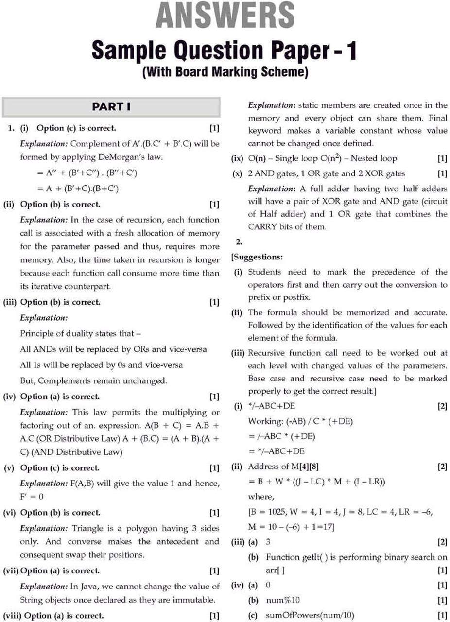 Oswaal ISC 10 Sample Question Papers Class 12 Computer Science for ...