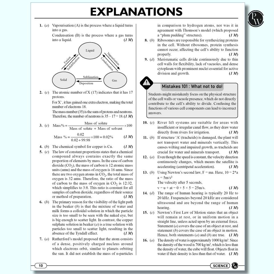 ( OLD EDITION ) PW CBSE Class 9 Most Probable 20 Combined Sample ...