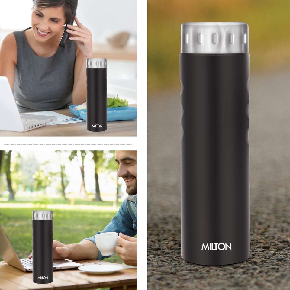 MILTON Stream 750 Stainless Steel Water Bottle, 770 ml, Black 770 ml ...