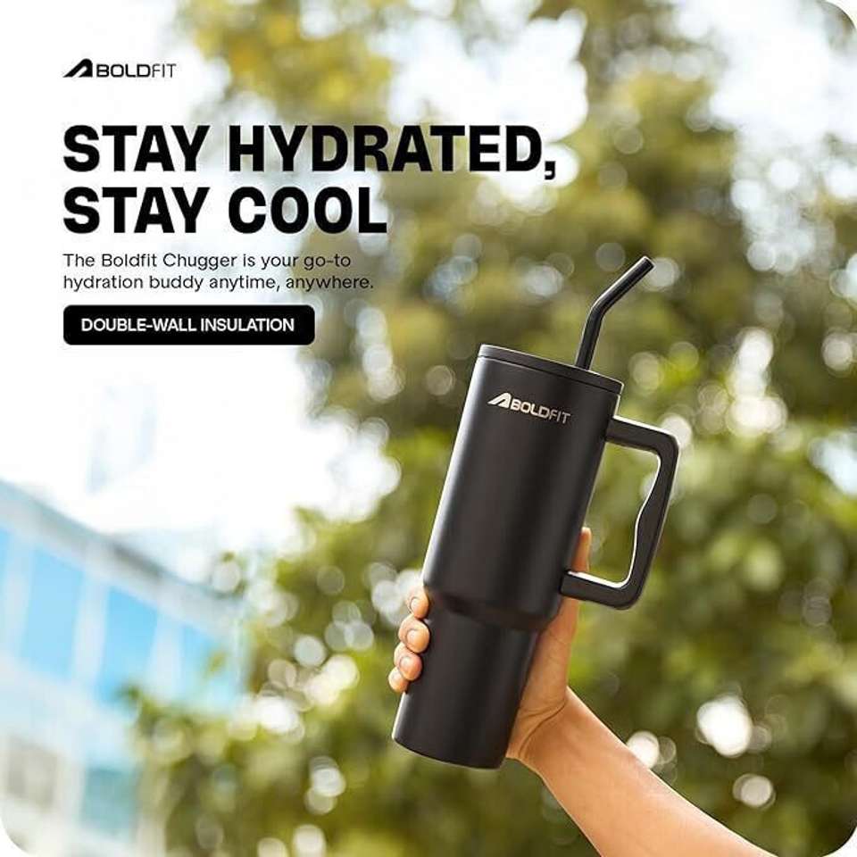 BOLDFIT Tumbler Bottle with Straw Hot & Cold Sipper Water Bottle ...