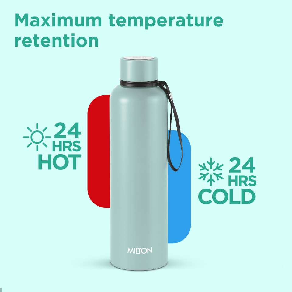 MILTON Aura 1000 Thermosteel Water Bottle, ISI Certified, 24 Hr Hot and ...