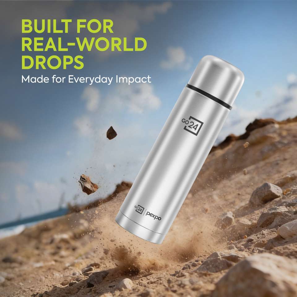 Go24 Stainless Steel Water Bottle 1 ltr ISI Certified Hot&Cold with ...