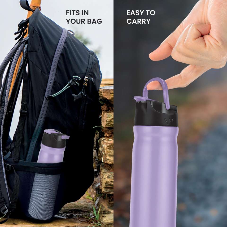 MILTON Max 600 Stainless Steel Water Bottle with Sipper Lid, 500 ml ...
