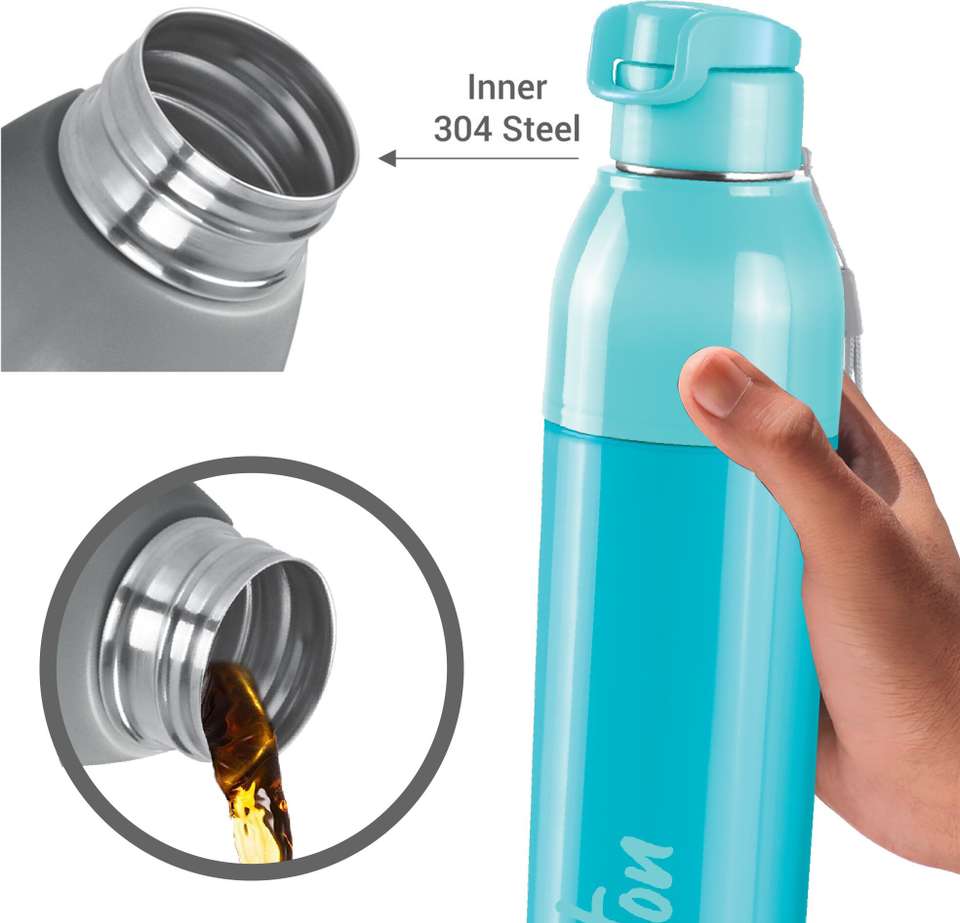 MILTON Convey 600 Insulated Inner Steel Water Bottle, 520 ml, Cyan 500 ...