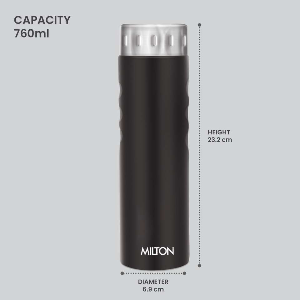 MILTON Stream 750 Stainless Steel Water Bottle, 770 ml, Black 770 ml ...