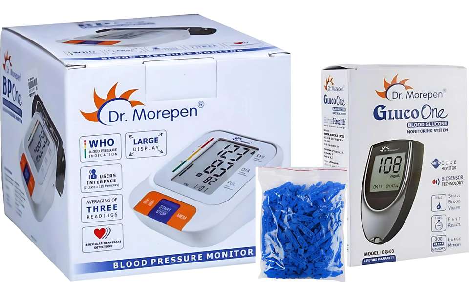 Dr. Morepen BP-15 Glucometer combo pack BP-15, Glucometer BG03 WITH 100 ...