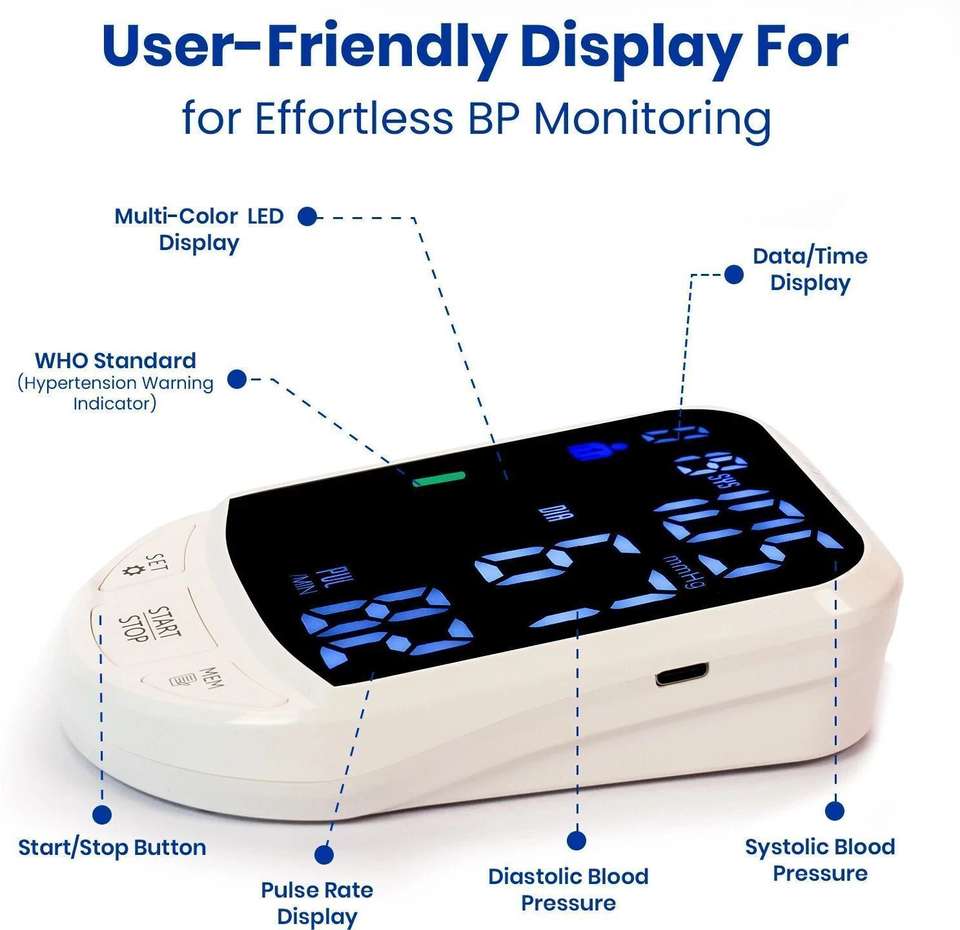 AGEasy Automatic Digital Blood Pressure Machine USB Type C / Battery ...