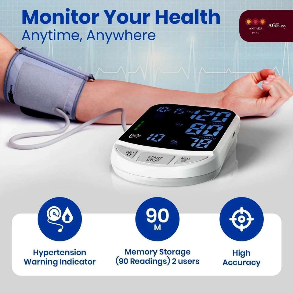 AGEasy Automatic Digital Blood Pressure Machine USB Type C / Battery ...