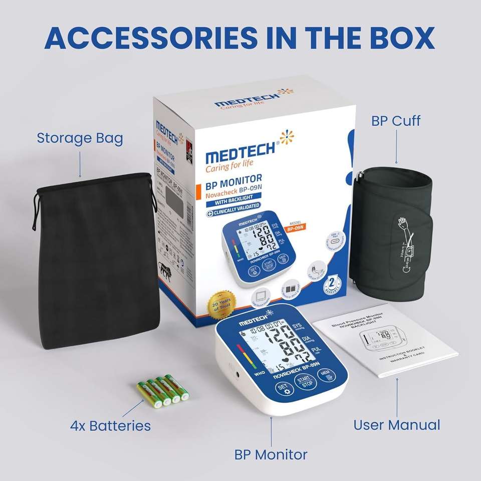 Medtech BP09N BL Portable Automatic Digital Blood Pressure Monitor ...