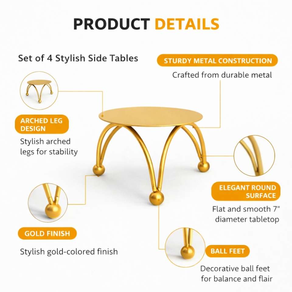 bhhandicrafts Golden Iron Plate Tealight Candle Holder Table Decor for ...