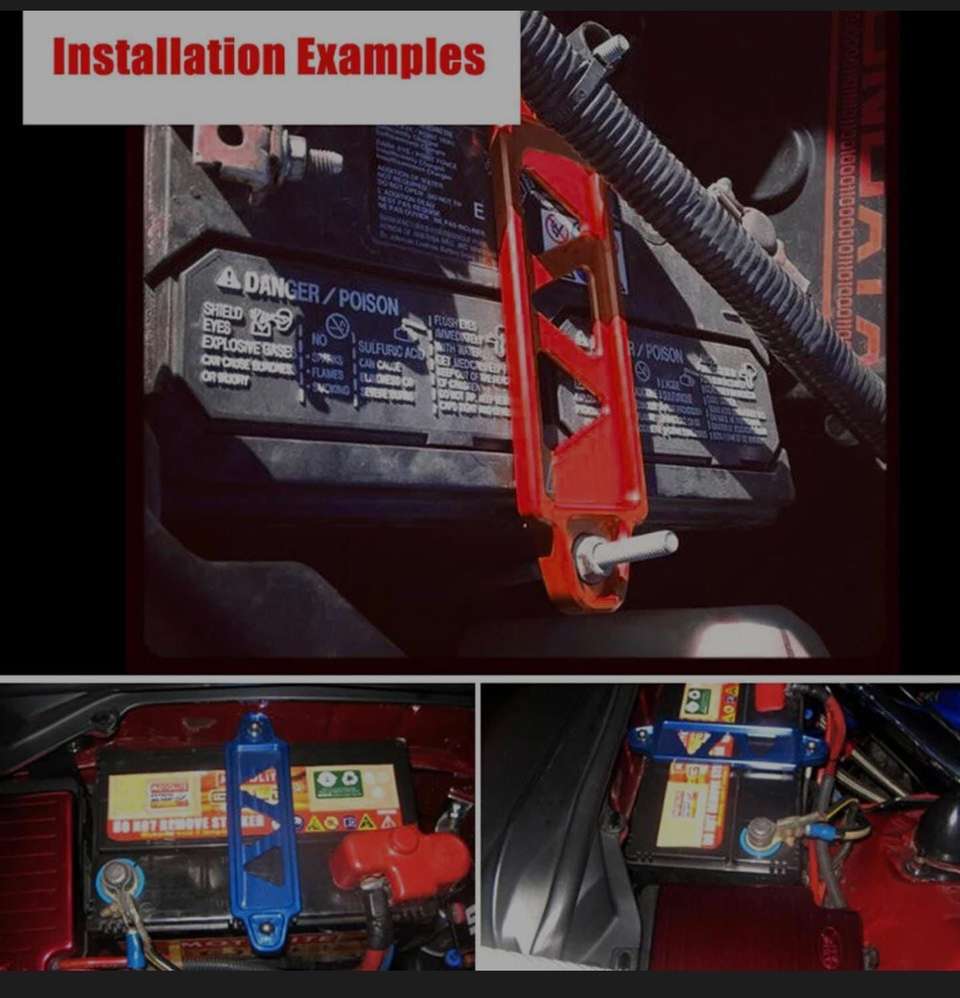 Auto MT Red Car Battery Hold Lock, Tie Down Aluminum Alloy Bracket Bar ...