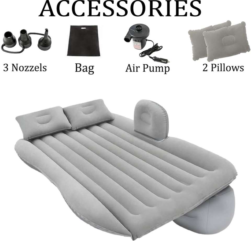 AYW Grey Inflatable Travel Bed With Two Pillows And Pump For Camping-12 ...