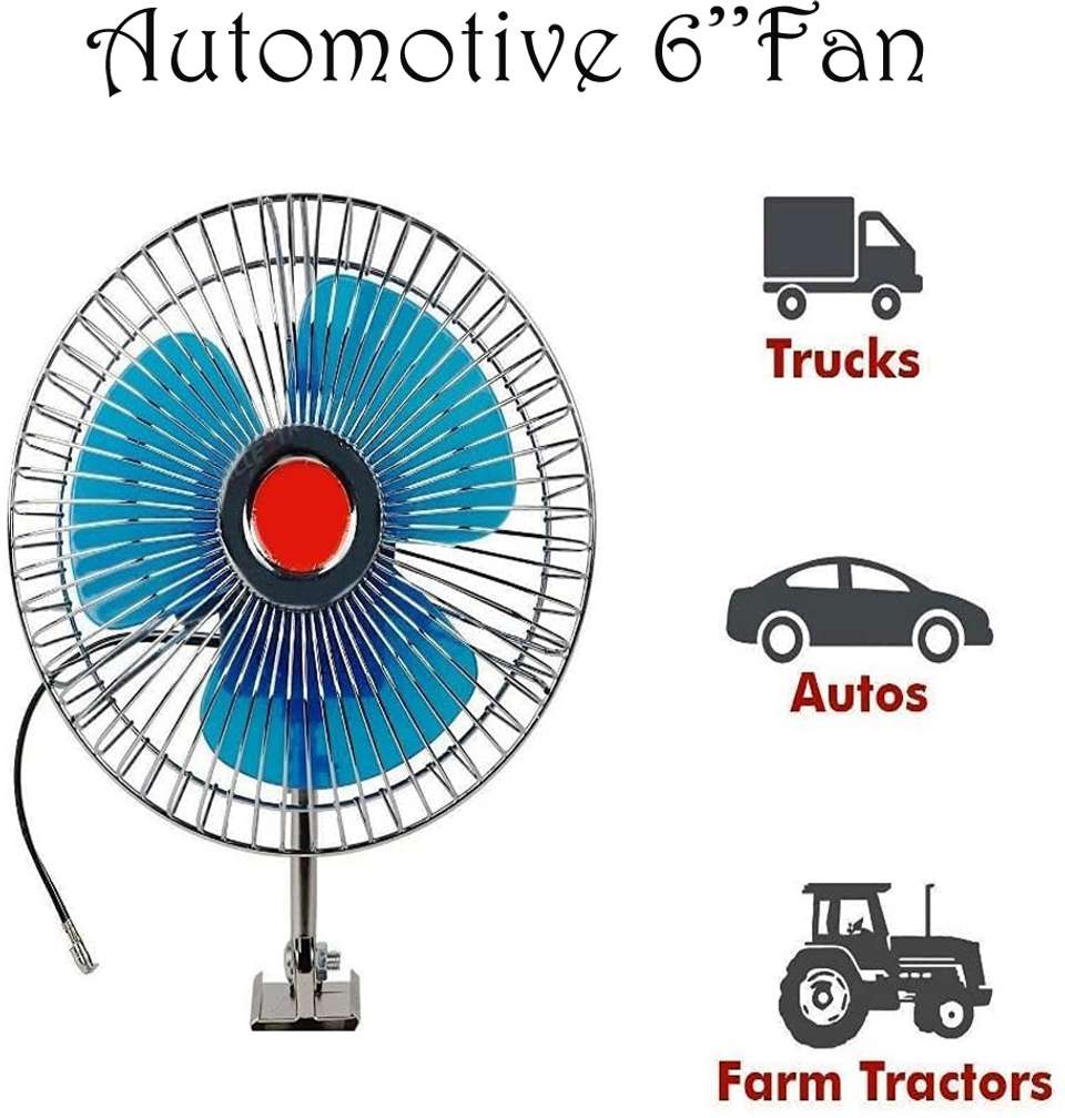 MATIES Universal 6inch Blue/White 12V Steel Fan For Car Interior-203 ...