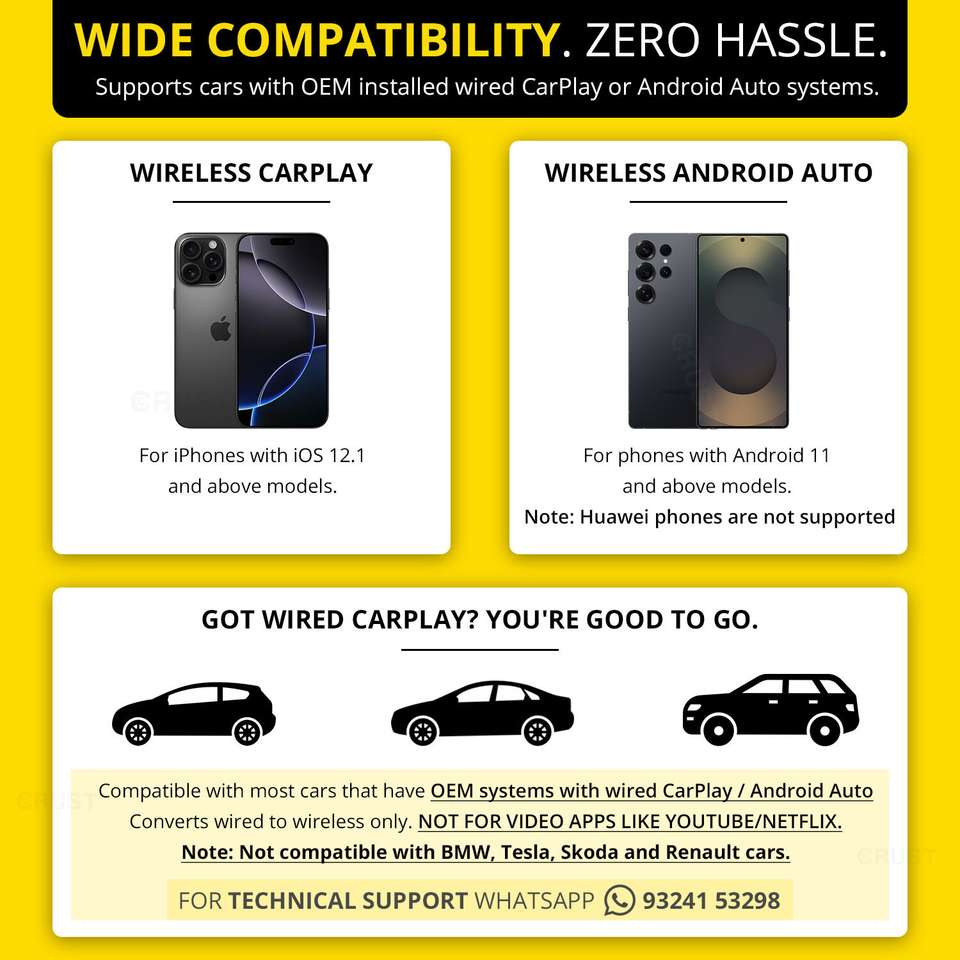 Crust AutoLink W20 Wireless CarPlay & Android Auto Adapter Convert ...