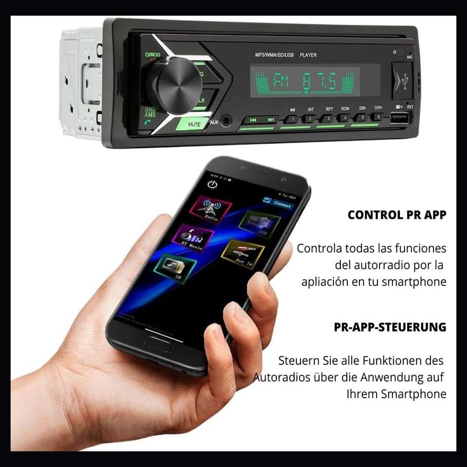 MATIES 2093Single DIN Bluetooth Car Stereo USB/BT/Aux/FM with Remote ...